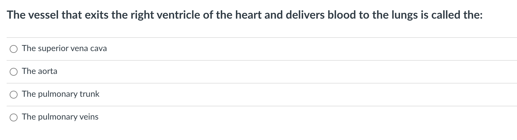 Solved The vessel that exits the right ventricle of the | Chegg.com
