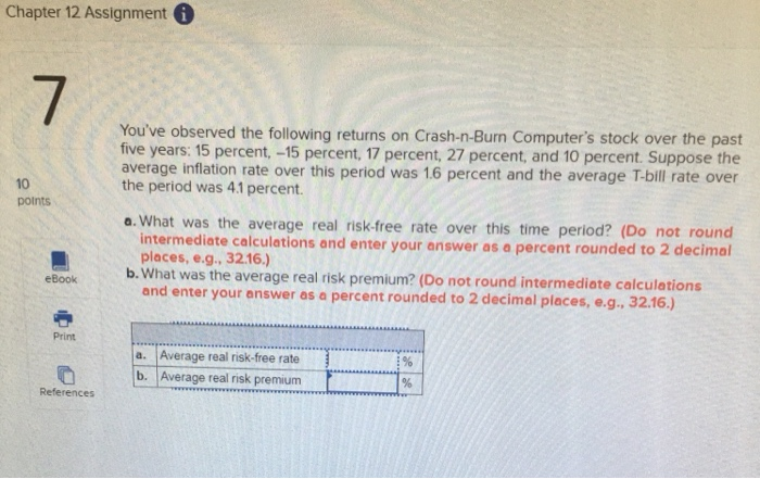 Solved Chapter 12 Assignment 7 You've observed the following | Chegg.com