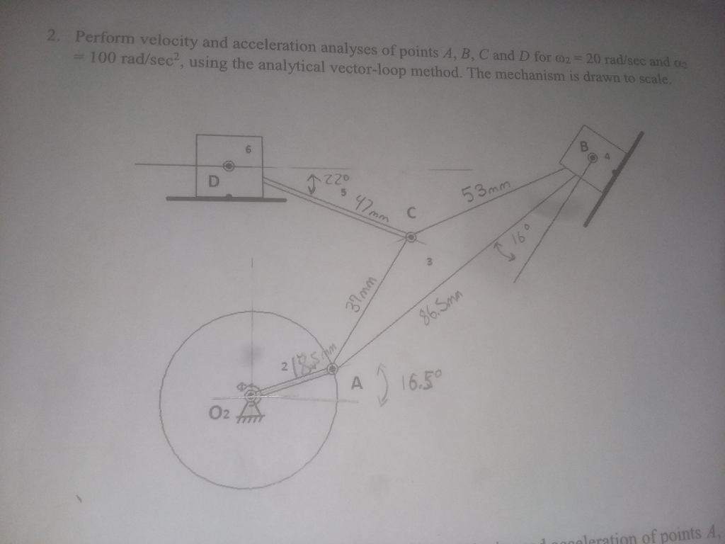 Solved Perform velocity and acceleration analysis of points | Chegg.com