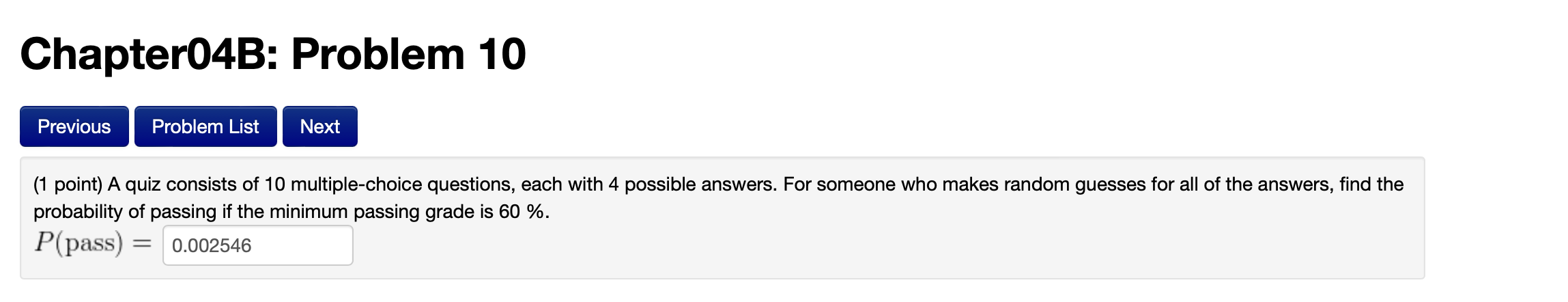 Solved (1 point) A quiz consists of 10 multiple-choice | Chegg.com