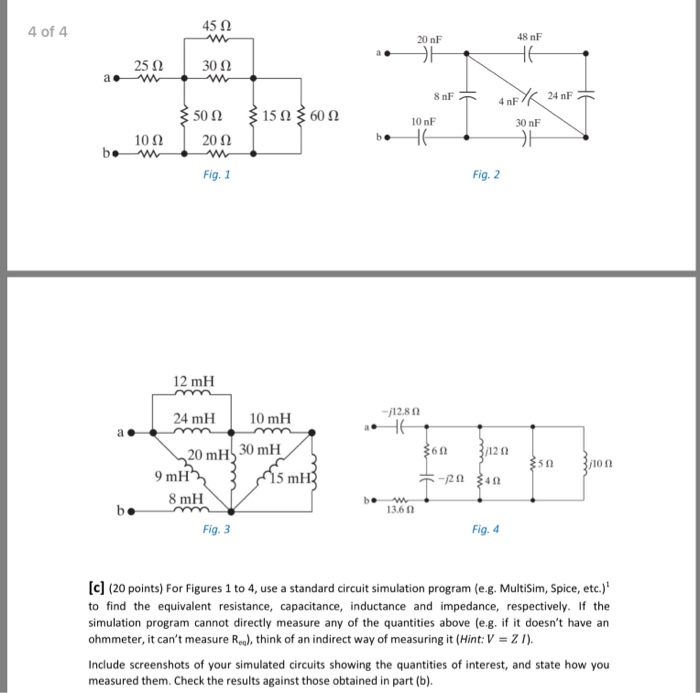Solved 45 Ω 4 of 4 20 nF 48 nF 25 Ω 30 Ω 8 nF 24 nF 4 nF | Chegg.com