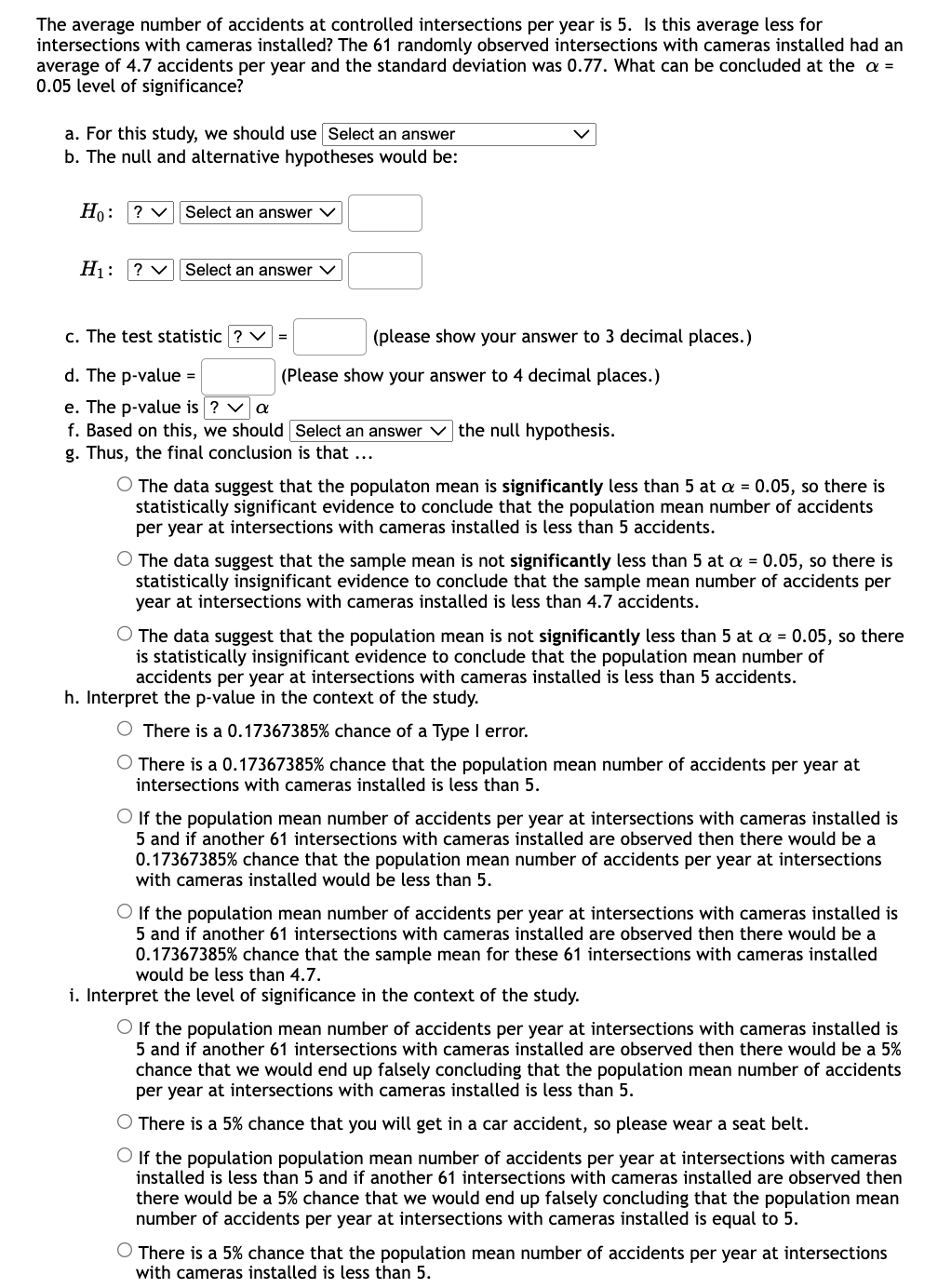 Solved The average number of accidents at controlled | Chegg.com
