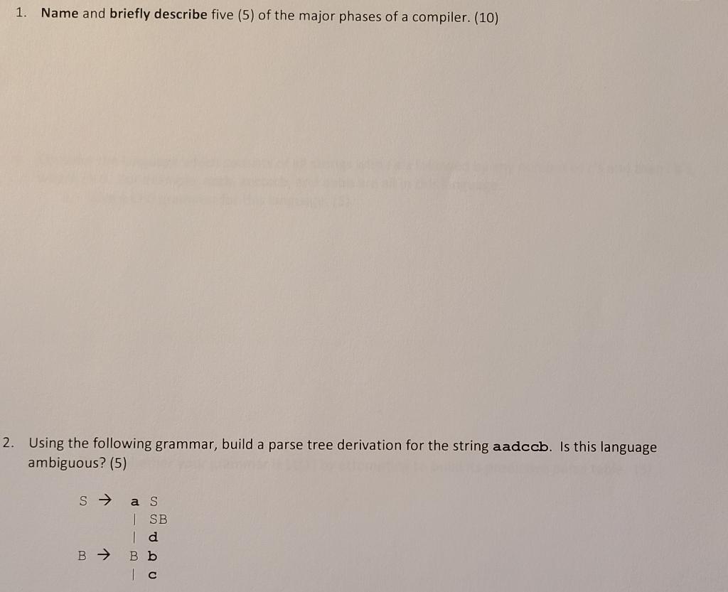 Solved I want to know question number 1. I would be | Chegg.com