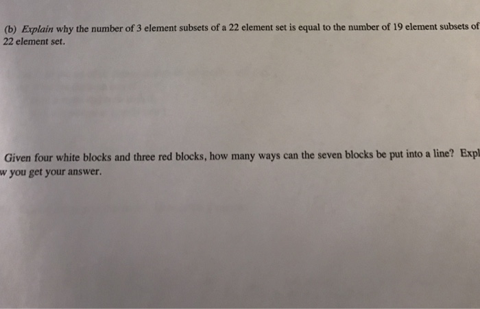 Solved Explain why the number of 3 element subsets of a 22 | Chegg.com