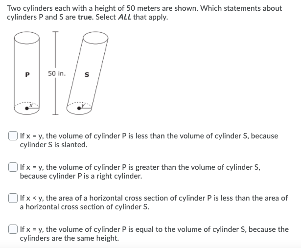 Solved Two cylinders each with a height of 50 meters are | Chegg.com