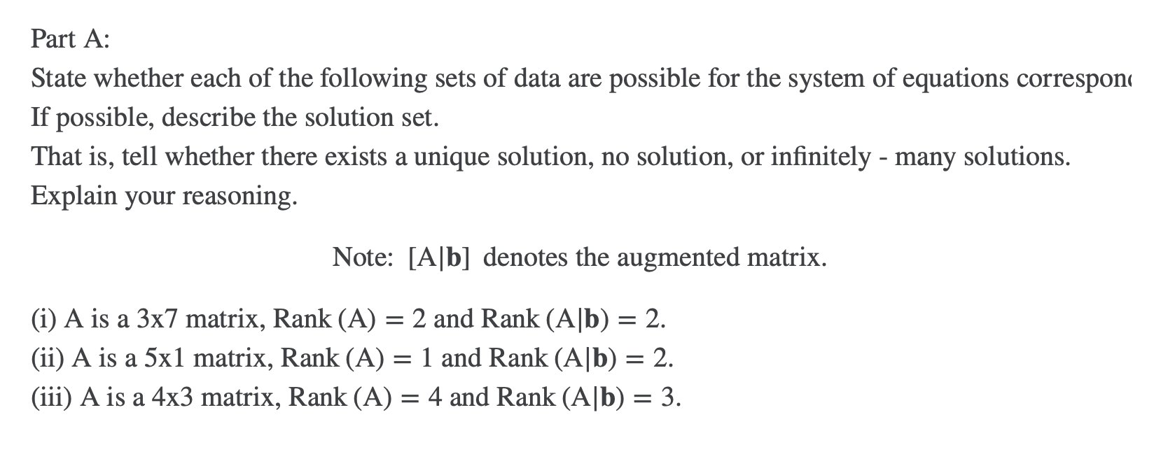 Solved State whether each of the following sets of data are | Chegg.com