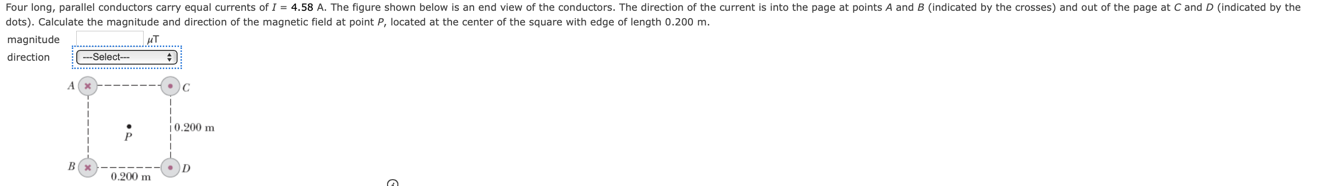 Solved Four long, parallel conductors carry equal currents | Chegg.com