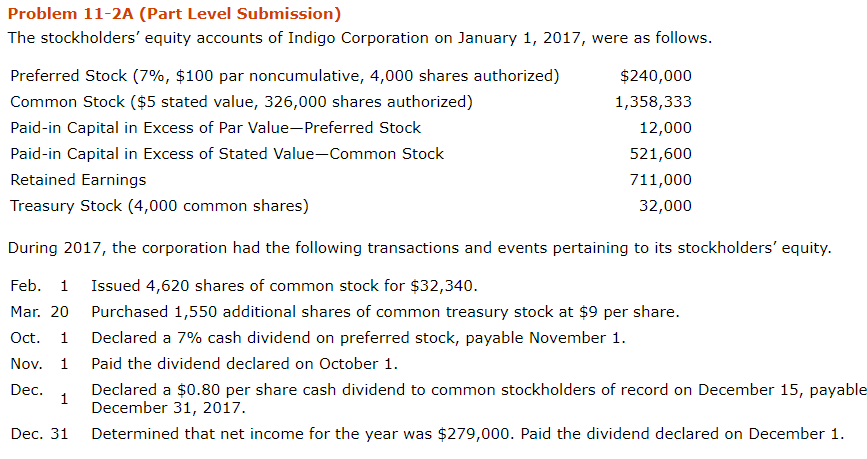 Solved Problem 11-2A (Part Level Submission) The | Chegg.com