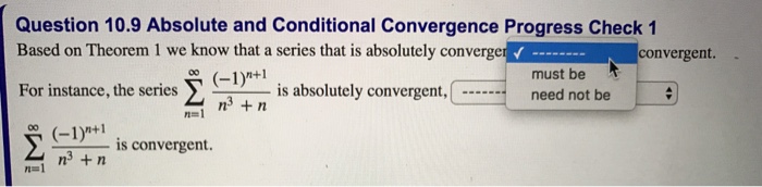 Solved Question 10.9 Absolute and Conditional Convergence | Chegg.com