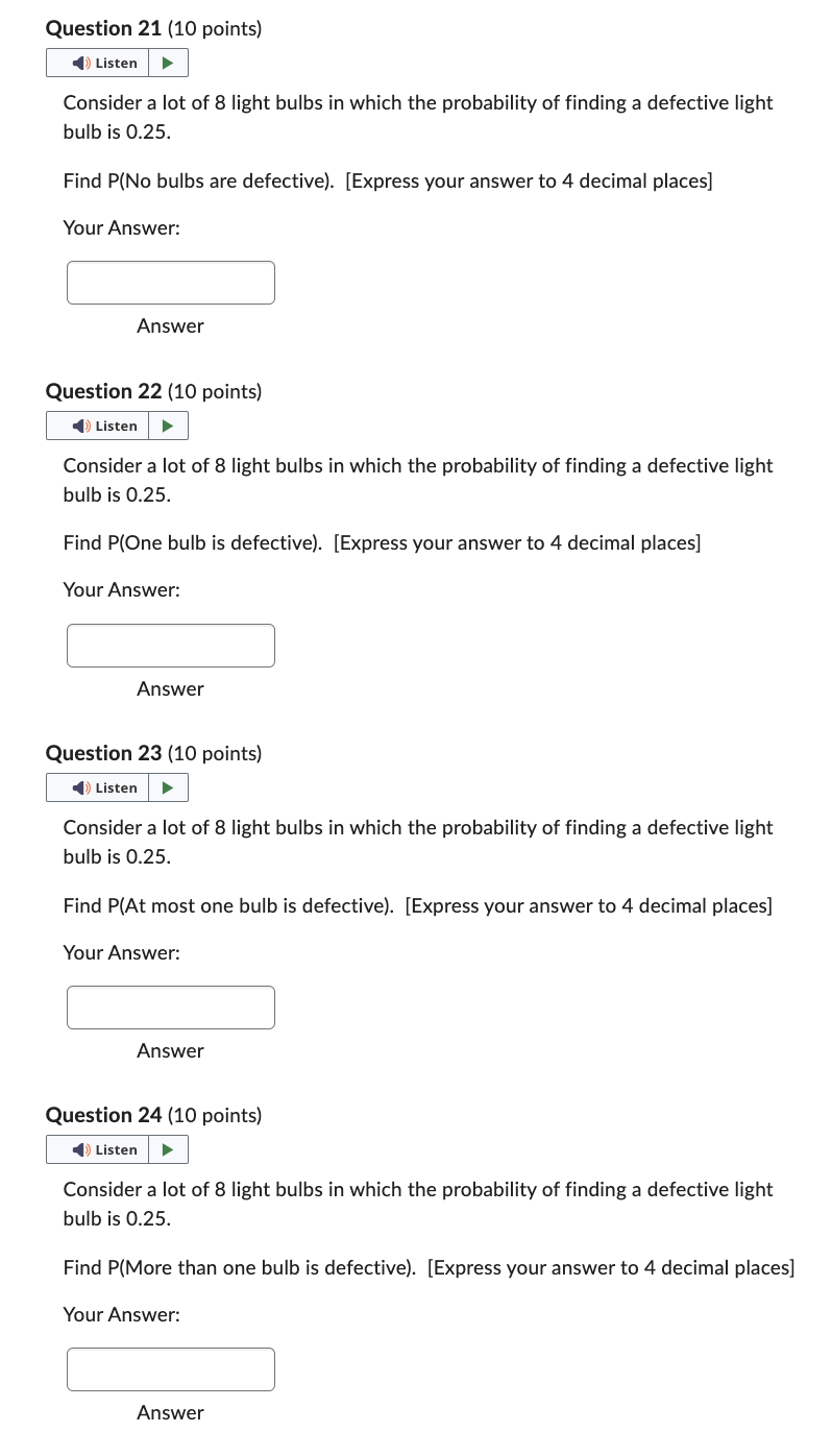 Solved Consider a lot of 8 light bulbs in which the | Chegg.com