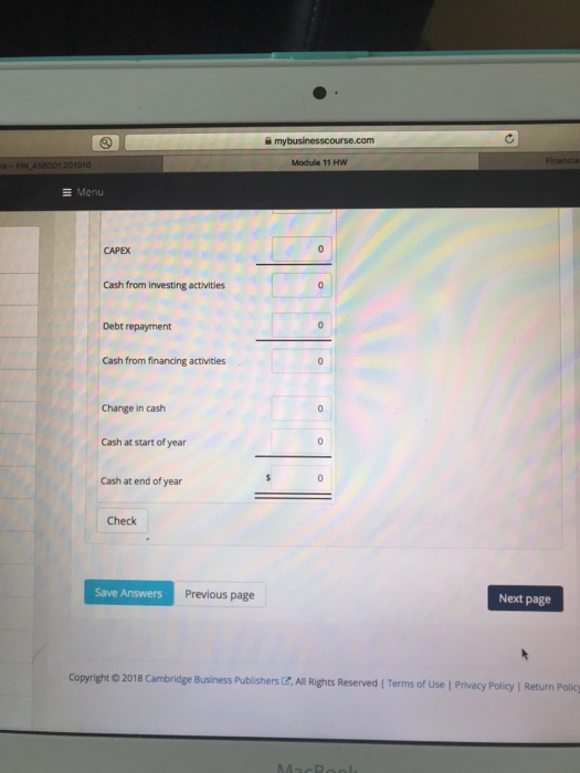 Solved 슬 mybusinesscourse.com Module 11 HW E Menu | Chegg.com