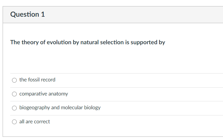 Solved Question 1 The theory of evolution by natural | Chegg.com