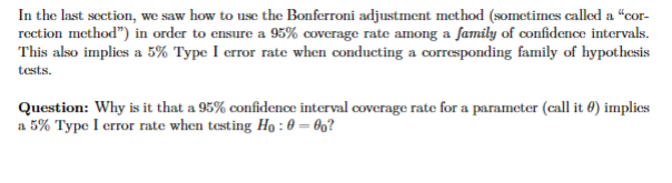 Solved In the last section, we saw how to use the Bonferroni | Chegg.com