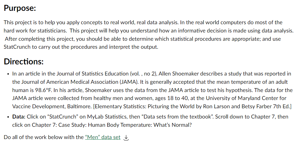 Purpose: This project is to help you apply concepts | Chegg.com
