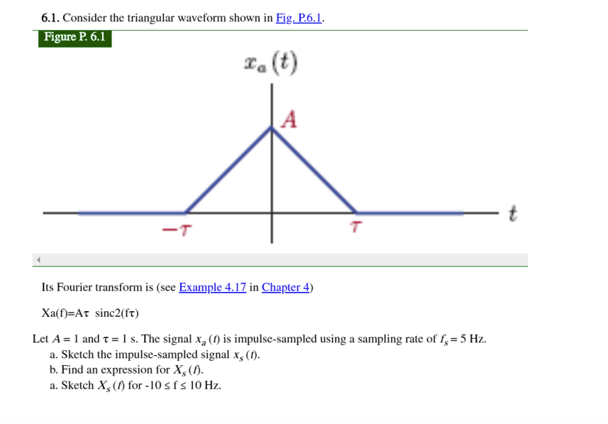 Solved 6.1. Consider the triangular waveform shown in Fig. | Chegg.com