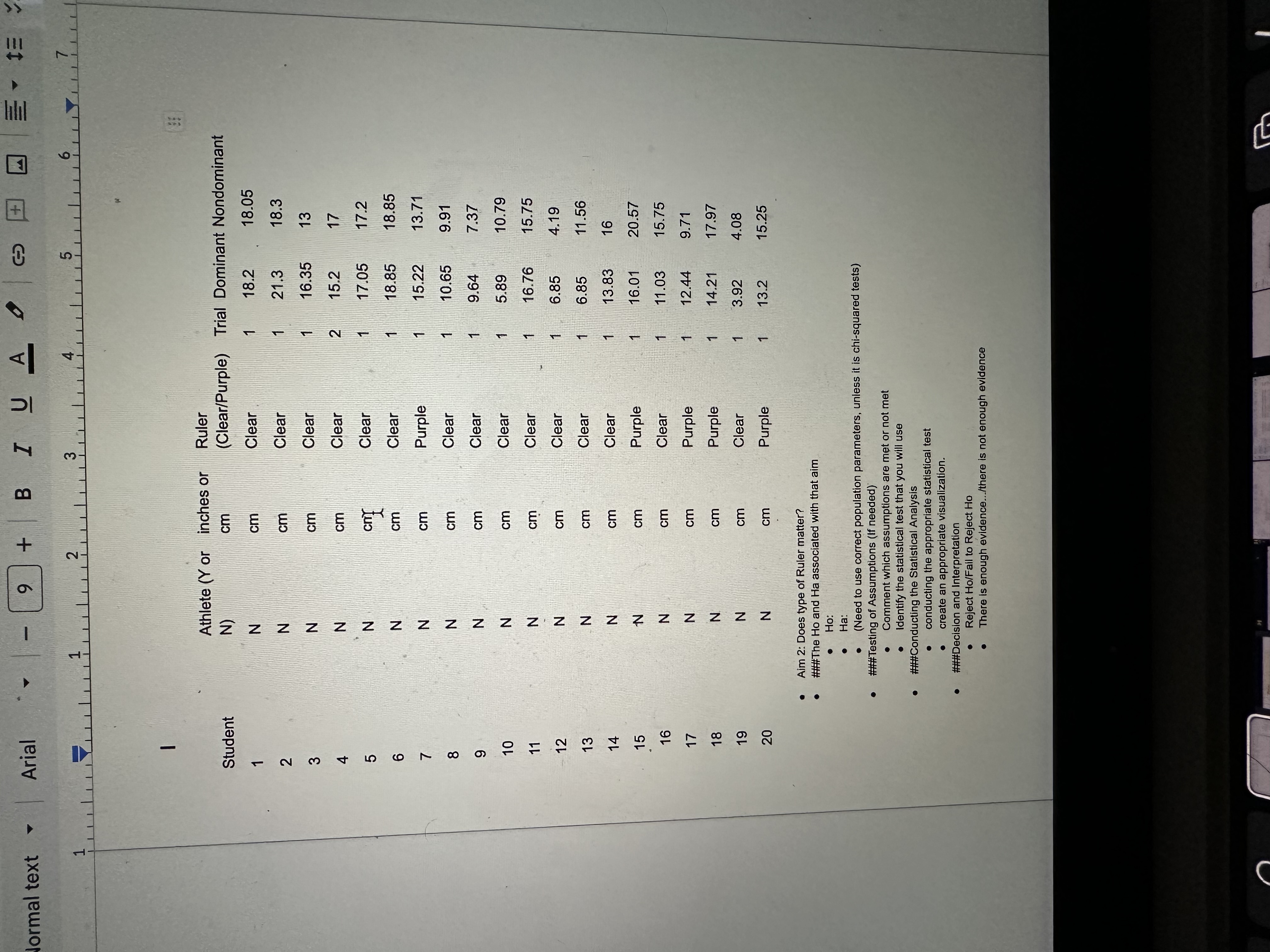 Solved IAim 2: Does type of Ruler matter?##The Ho and Ha | Chegg.com