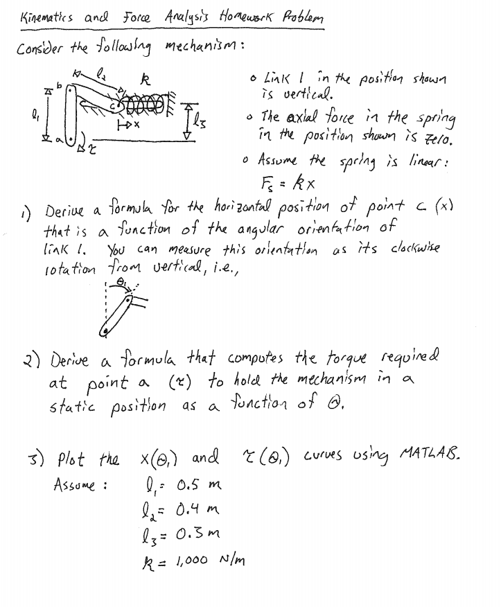Solved Kinematics and Force Analysi's Homework Problem | Chegg.com