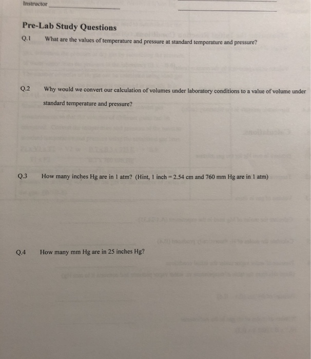 Solved Instructor Pre-Lab Study Questions Q.1 What are the | Chegg.com