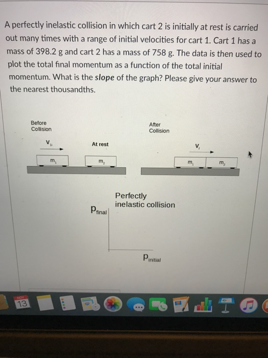 Solved A perfectly inelastic collision in which cart 2 is | Chegg.com