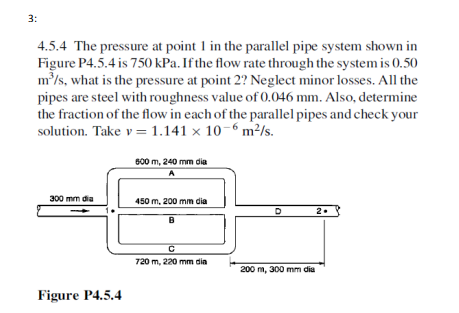 Solved 3: 4.5.4 The pressure at point 1 in the parallel pipe | Chegg.com
