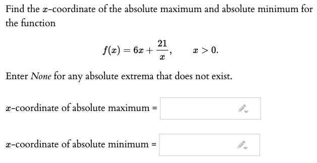 Solved Find the x-coordinate of the absolute maximum and | Chegg.com