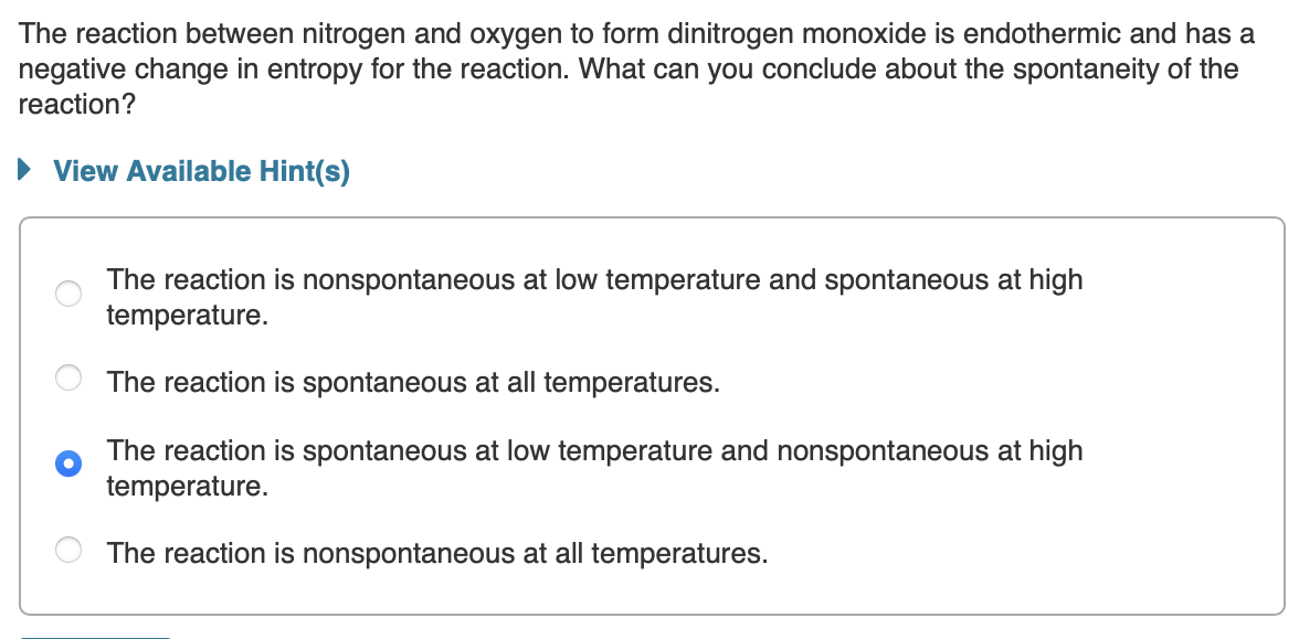 Solved The reaction between nitrogen and oxygen to form | Chegg.com