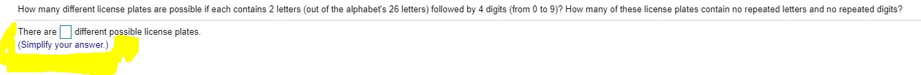 Solved How Many Different License Plates Are Possible If Chegg