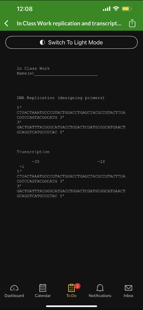 Solved 12:08 In Class Work replication and transcript... In | Chegg.com