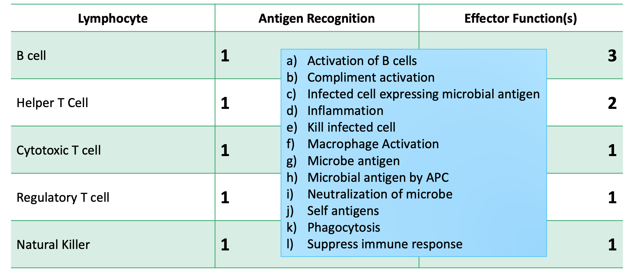 Solved Complete immune system table using the terms | Chegg.com