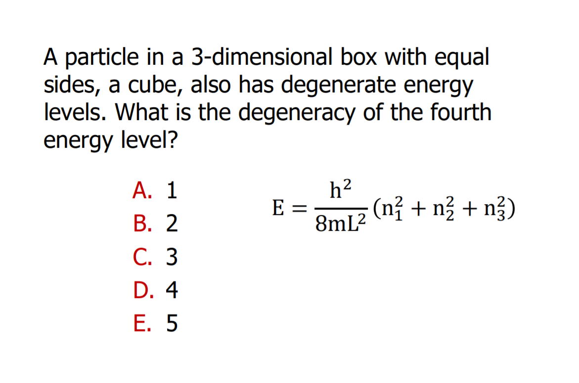 Solved A particle in a 3-dimensional box with equal sides, a | Chegg.com