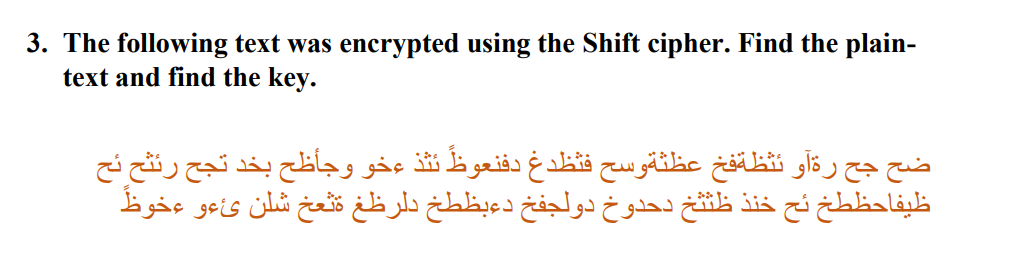 The Following Text Was Encrypted Using The Shift 