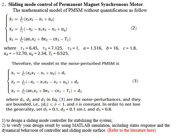 2. Sliding mode control of Permanent Magnet | Chegg.com