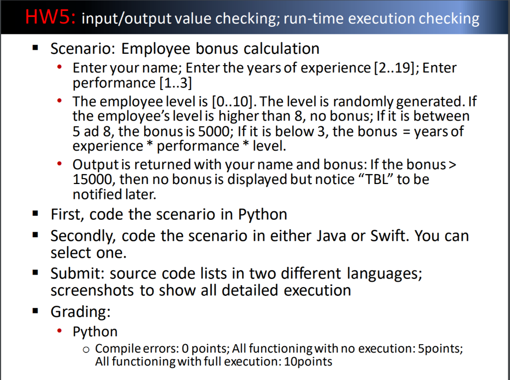 Solved HW5: input/output value checking; run-time execution | Chegg.com