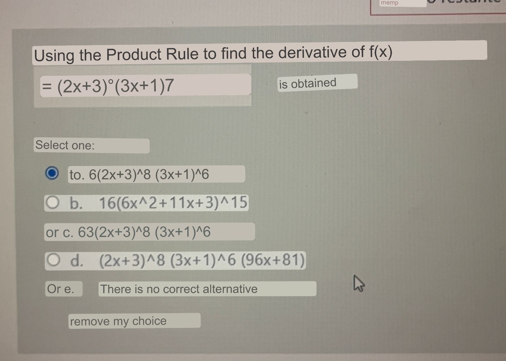 Solved Using the Product Rule to find the derivative of f(x) | Chegg.com