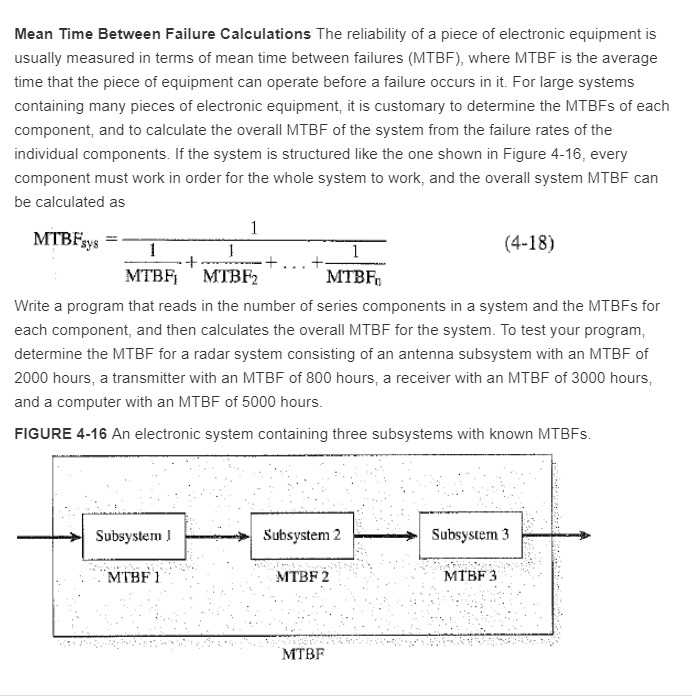Solved Mean Time Between Failure Calculations The | Chegg.com