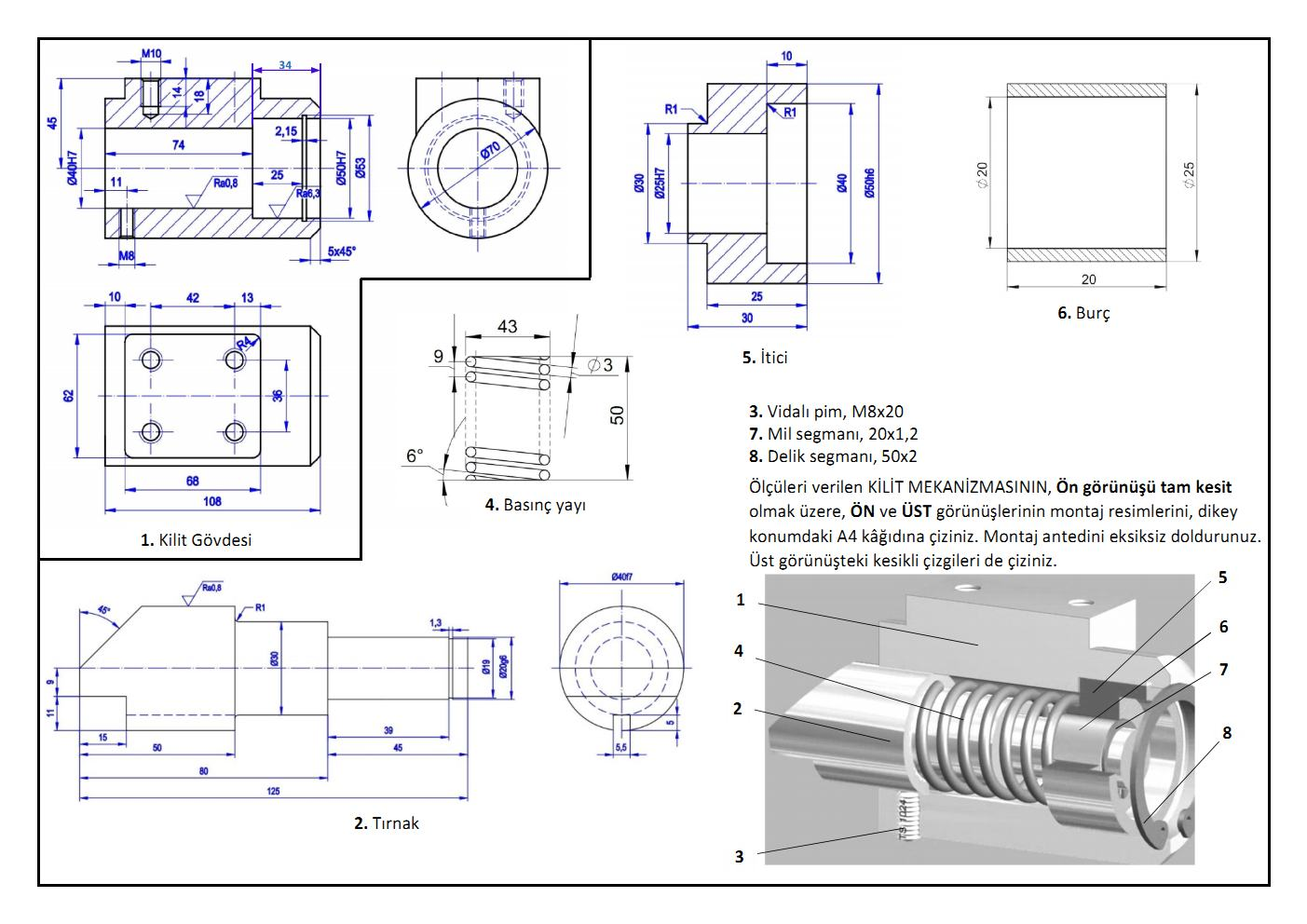 Draw the assembly pictures of the front and top views | Chegg.com
