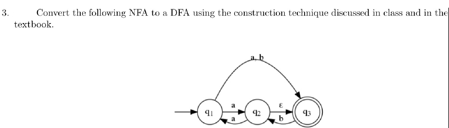 Solved Convert the following NFA to a DFA using the | Chegg.com