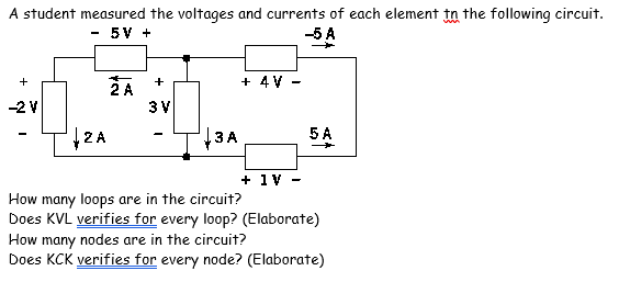 Solved How many loops are in the circuit? Does KVL verifies | Chegg.com