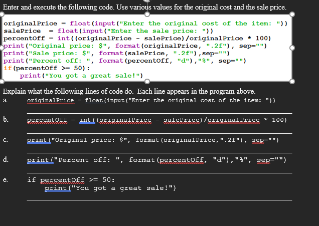 Solved Enter and execute the following code. Use various | Chegg.com