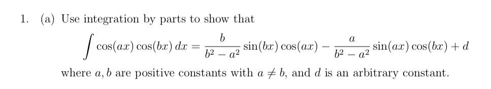 Solved (a) Use integration by parts to show that | Chegg.com