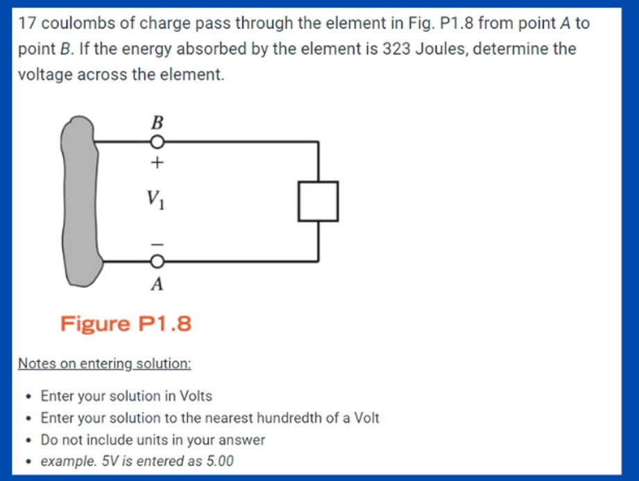 Solved 17 ﻿coulombs of charge pass through the element in | Chegg.com