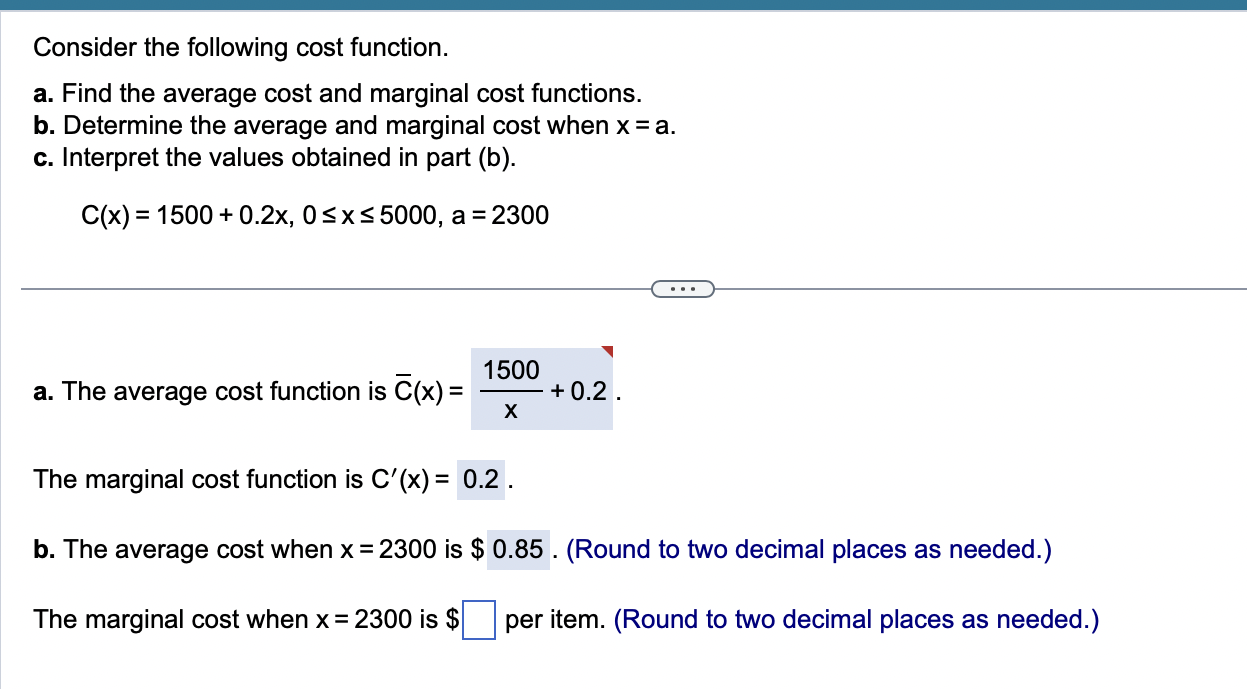 Solved Consider the following cost function. a. Find the | Chegg.com
