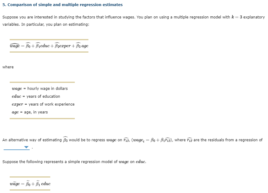 Solved 5 Comparison Of Simple And Multiple Regression 