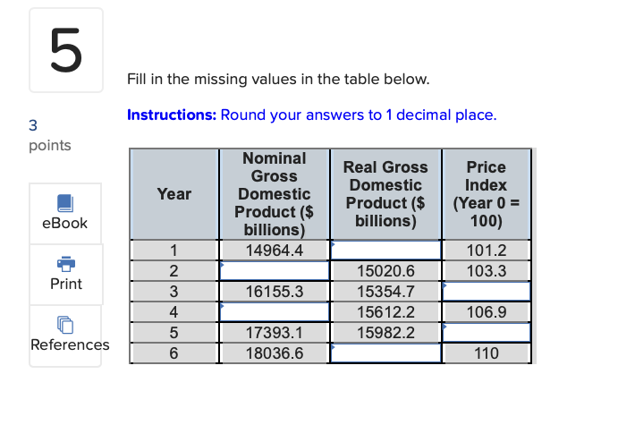 Solved Fill in the missing values in the table below. | Chegg.com
