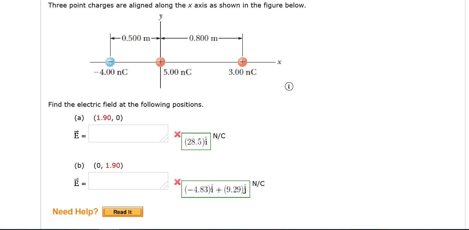 Solved Three point charges are aligned along the x axis as | Chegg.com
