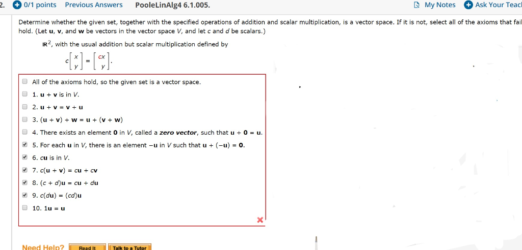 Solved 2. 0/1 points Previous Answers PoolelinAlg4 6.1.005. | Chegg.com