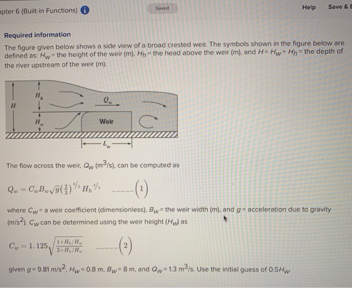 Solved Save & E Help Saved apter 6 (Built-in Functions)i | Chegg.com Solved Save & E Help Saved apter 6 (Built-in Functions)i | Chegg.com