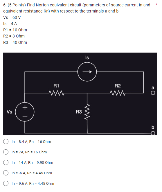 Solved 6. (5 Points) Find Norton equivalent circuit | Chegg.com