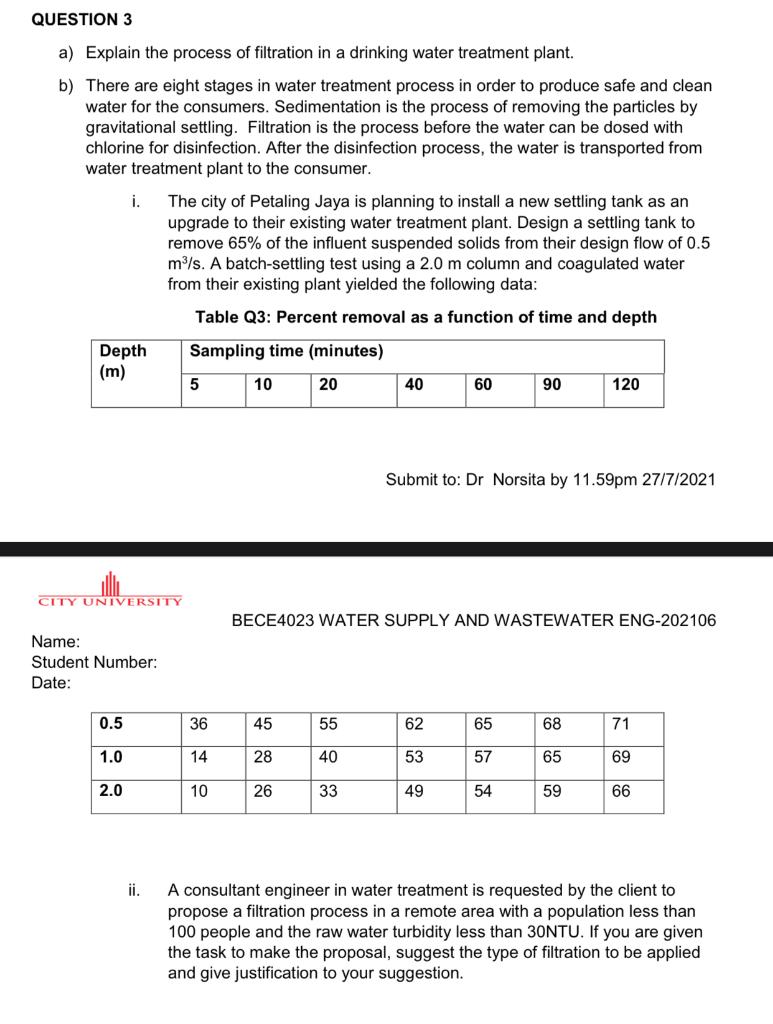 Solved QUESTION 3 a) Explain the process of filtration in a | Chegg.com