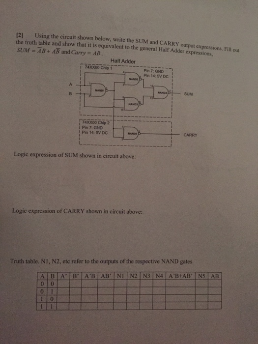 Solved Using the circuit shown below, write the SUM and | Chegg.com